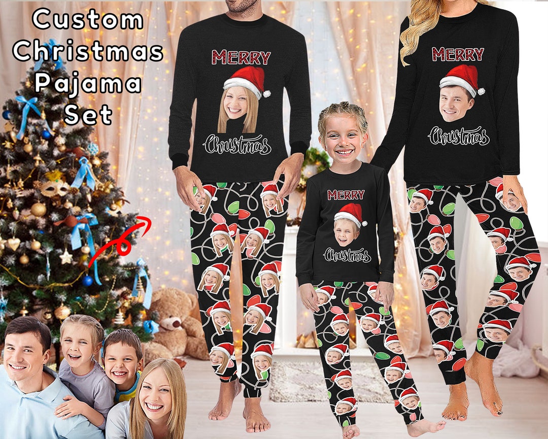 Custom Christmas Pajamas Set,long Sleeve Pajama Set,custom Pjs Set ...