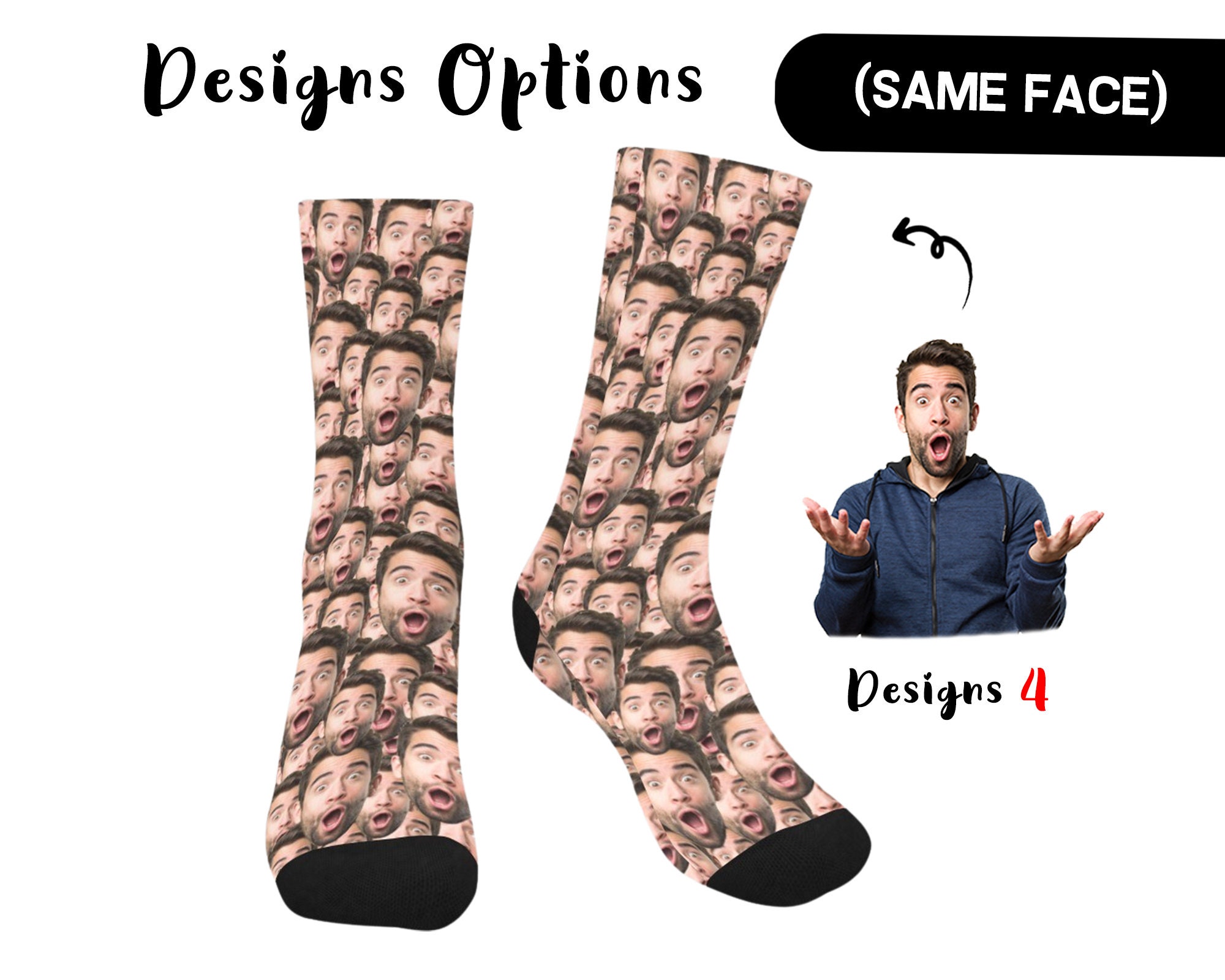 Custom Face Socks, Personalized Photo Socks, Gift for Him Her - Etsy