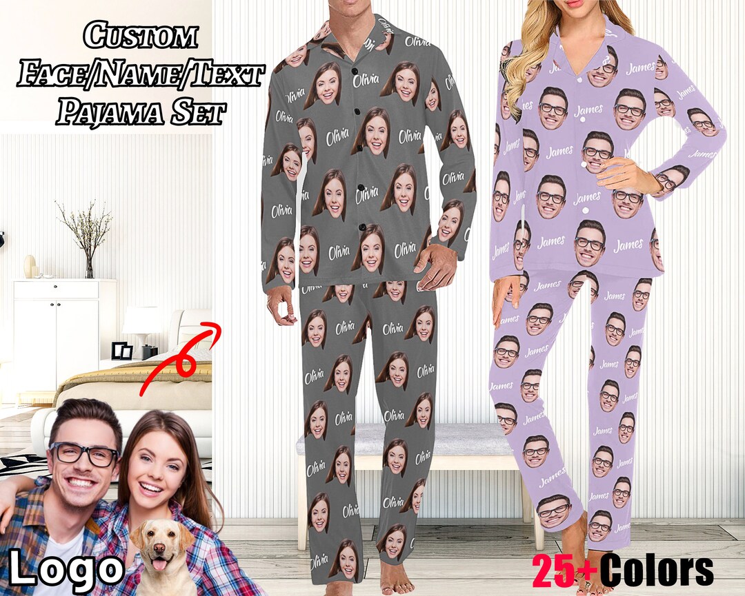 Custom Face Pajama Set, Personalized Photo Pjs, Anniversary Gift - Etsy