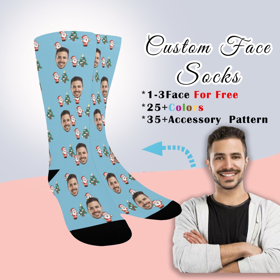 Custom Face Socks Christmas -custom Photo Socks,personalized Socks ...