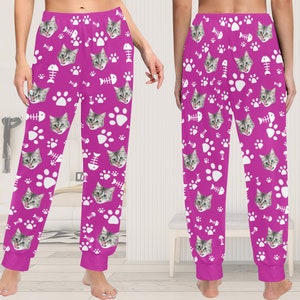 Custom Pajama Pants,personalized Cat Photo Pajamas,custom Cat Pj Pants ...