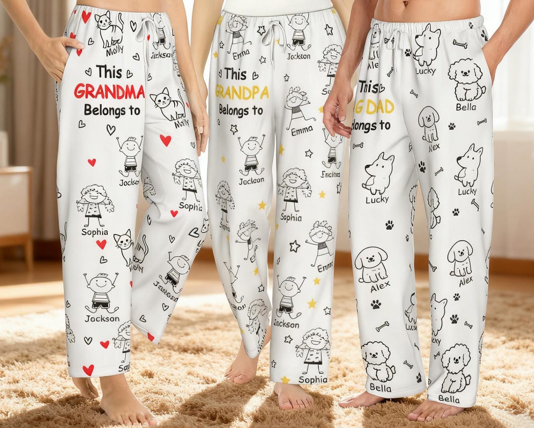 Personalized This Grandpa Belongs Pajamas Pants,a Cozy Christmas Gifts ...