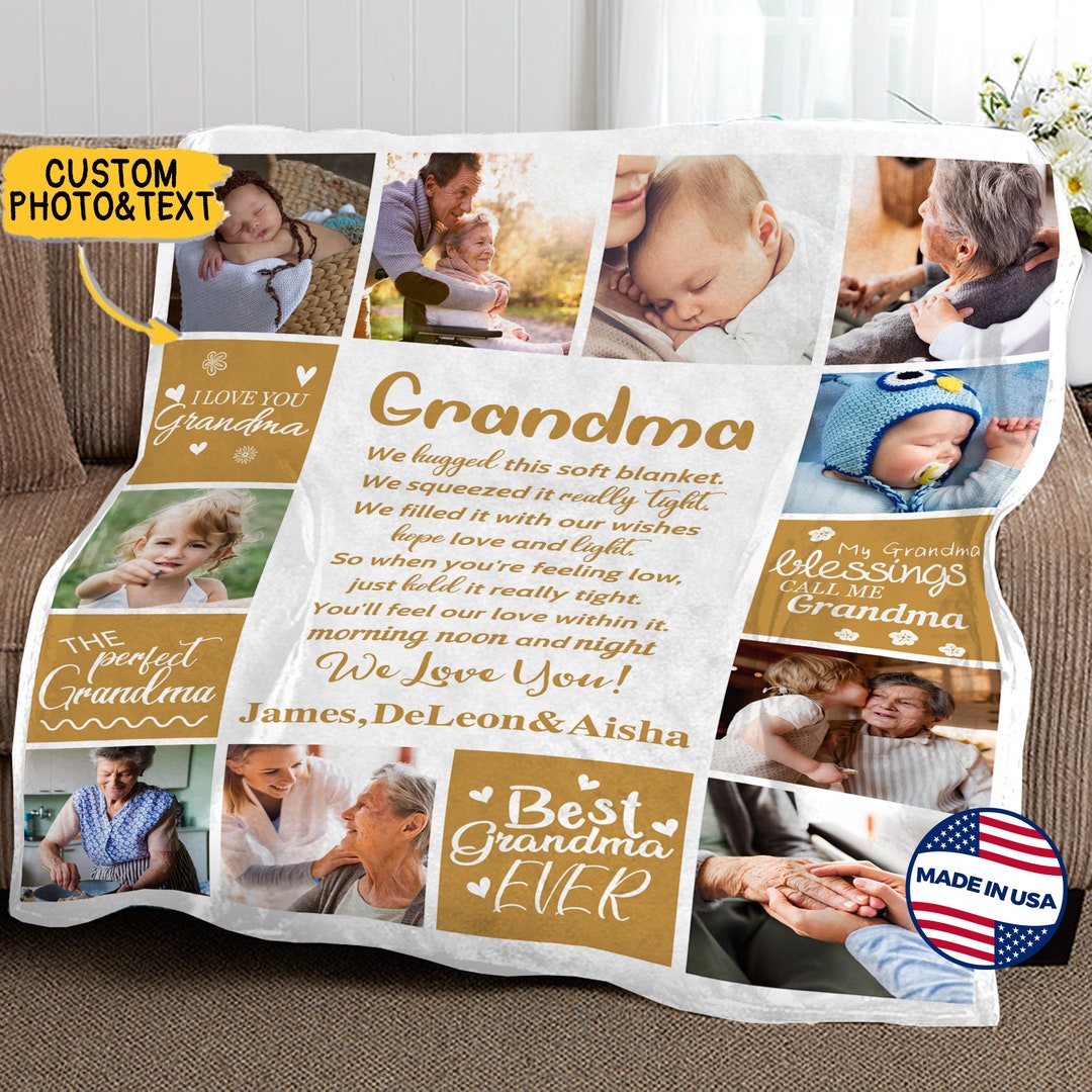 Grandma Blanket,custom Photo Blanket,personalized Picture Blanket,throw ...