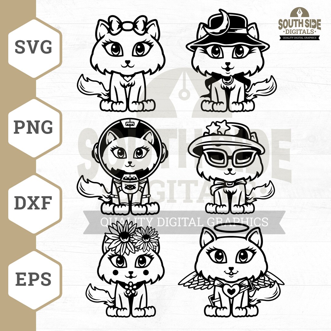 Cute Cat Bundle Svg, Cat Svg, Cute Kitten Svg, Cat Png, Funny Cat Svg ...