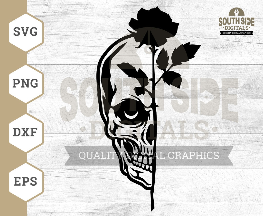 Skull Roses Svg, Roses Skull Svg, Floral Skull Svg, Skull Svg, Rose Svg ...