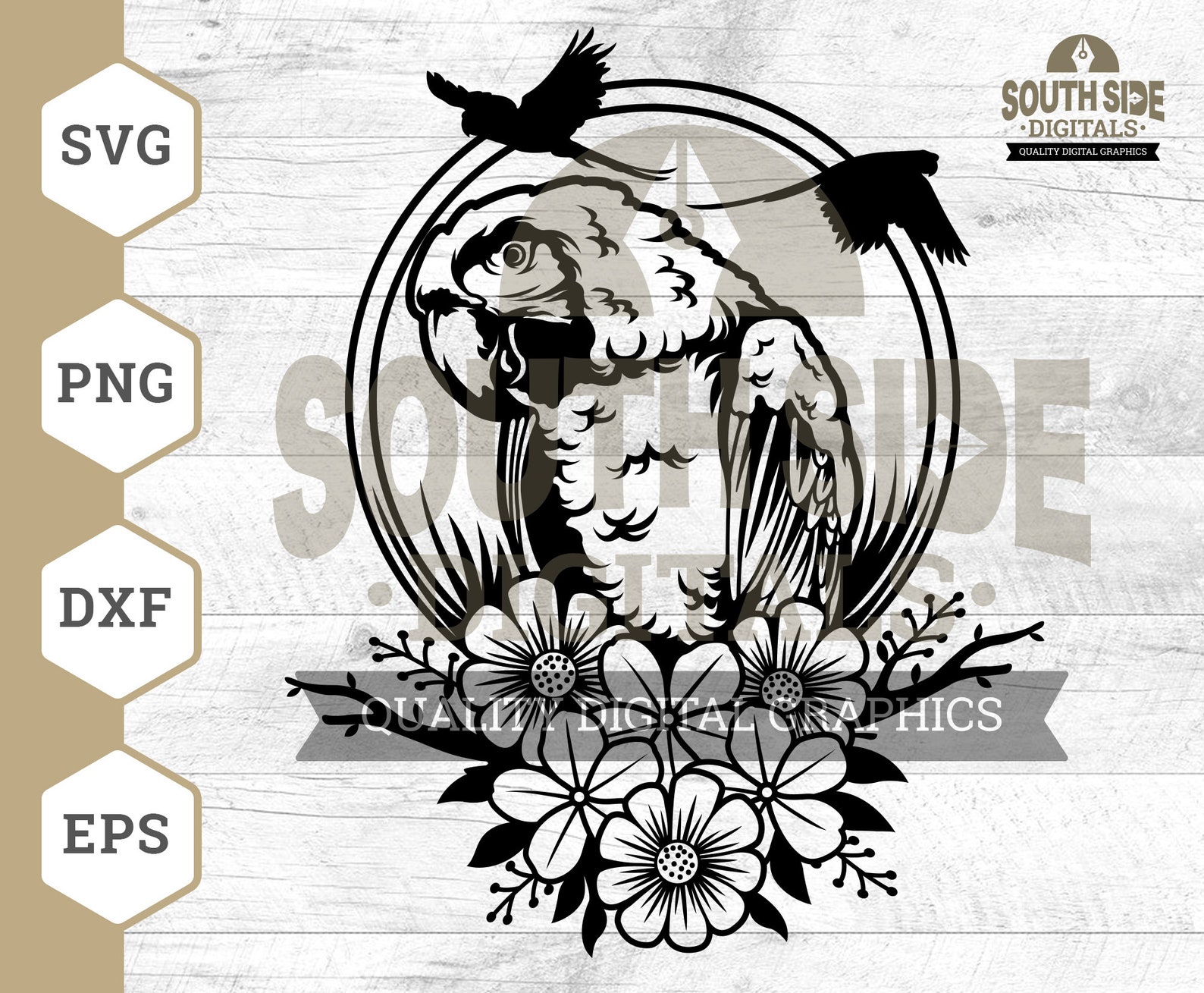 Parrot Bird SVG File Parrot Svg Floral Parrot Svg Flower - Etsy