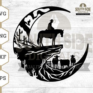 Cowboy Moon Svg, Cowboy Rider Svg, Cowboy Riding Horse Svg, Horse Rider ...
