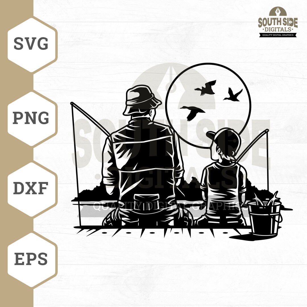 Father and Son Fishing SVG: Family Bonding Cliparts (digital Files) - Etsy