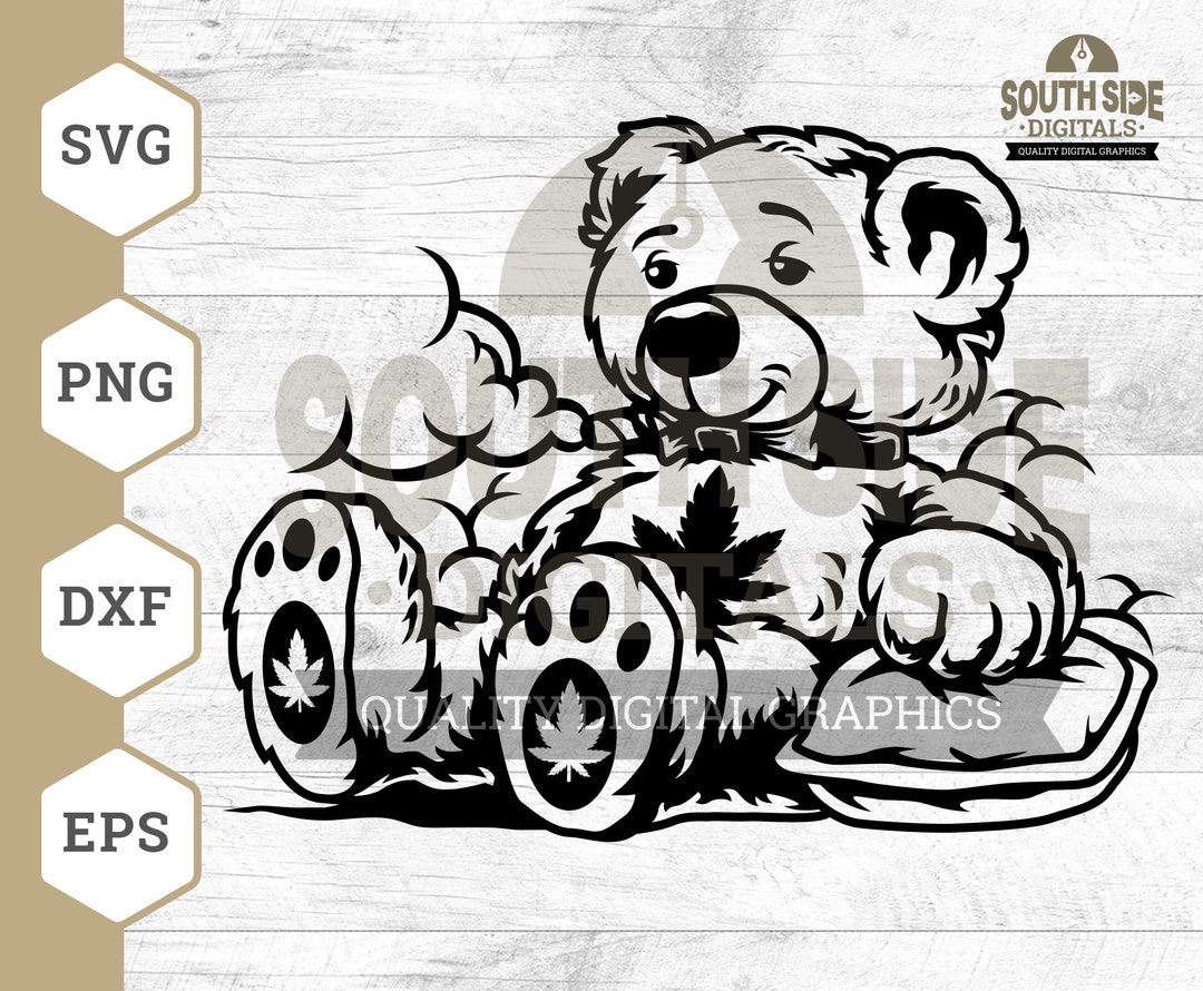 Smoking Bear SVG File, High Bear Svg, Smoking Teddy Svg, Happy Bear Svg ...
