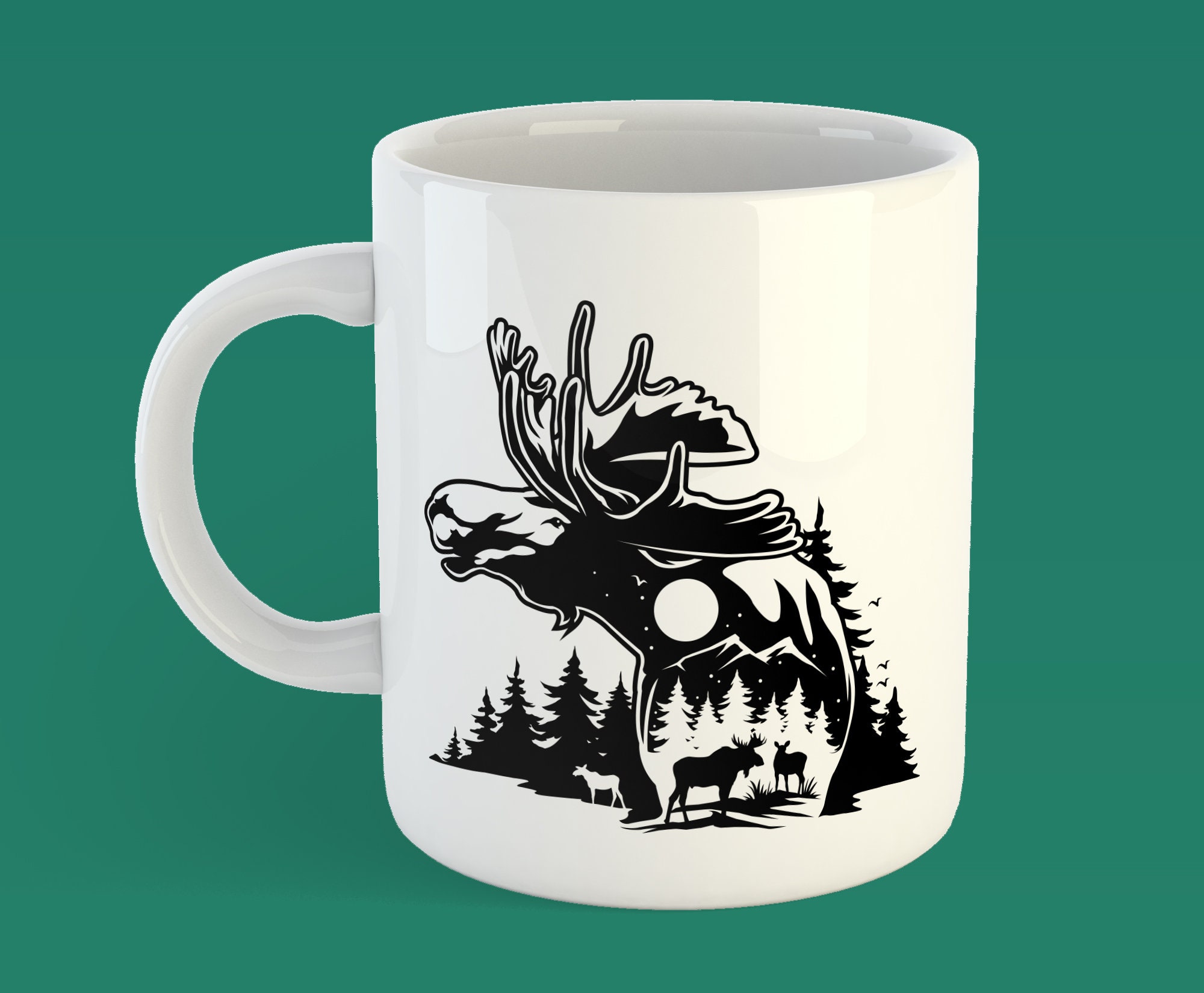 Moose SVG File Mountain Moose Svg Moose in Forest Svg Moose | Etsy