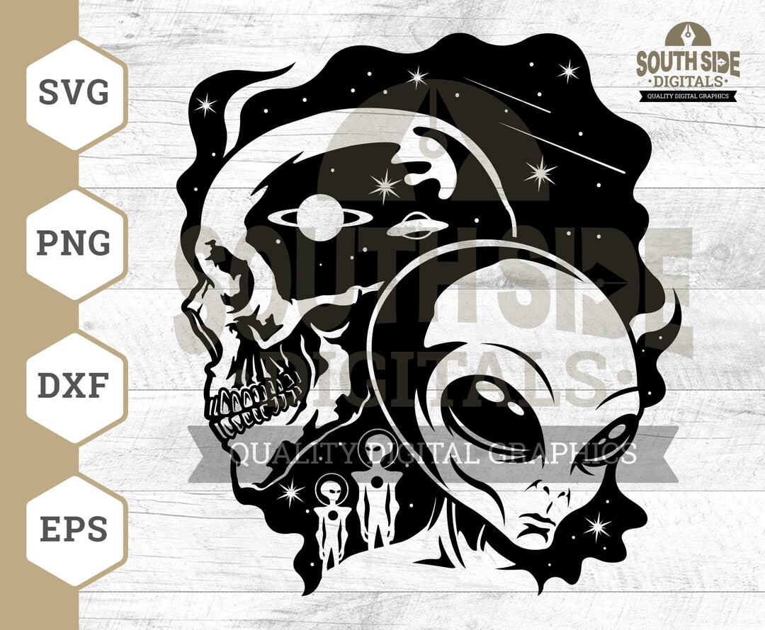 Skull Alien SVG File Alien Skull Svg Extraterrestrial Svg - Etsy