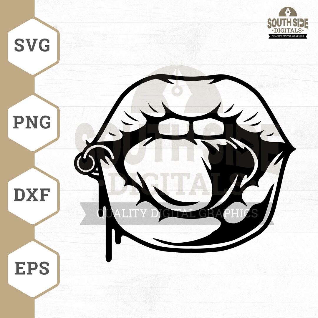 Girl Lips Svg, Lips Svg, Lips With Piercing Svg, Lips Piercing Png ...