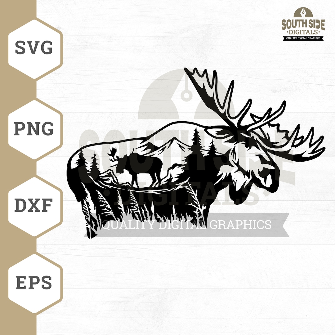 Moose Svg, Wild Moose Svg, Mountain Moose Svg, Moose Png, Moose Vector ...