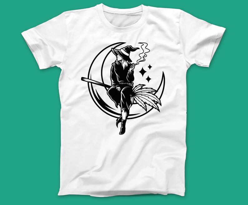 Witch Smoking SVG File Smoking Witch in the Moon Svg Moon - Etsy