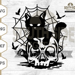 Skull Cat Svg, Black Cat Svg, Skull Svg, Scary Cat Svg, Halloween Svg ...