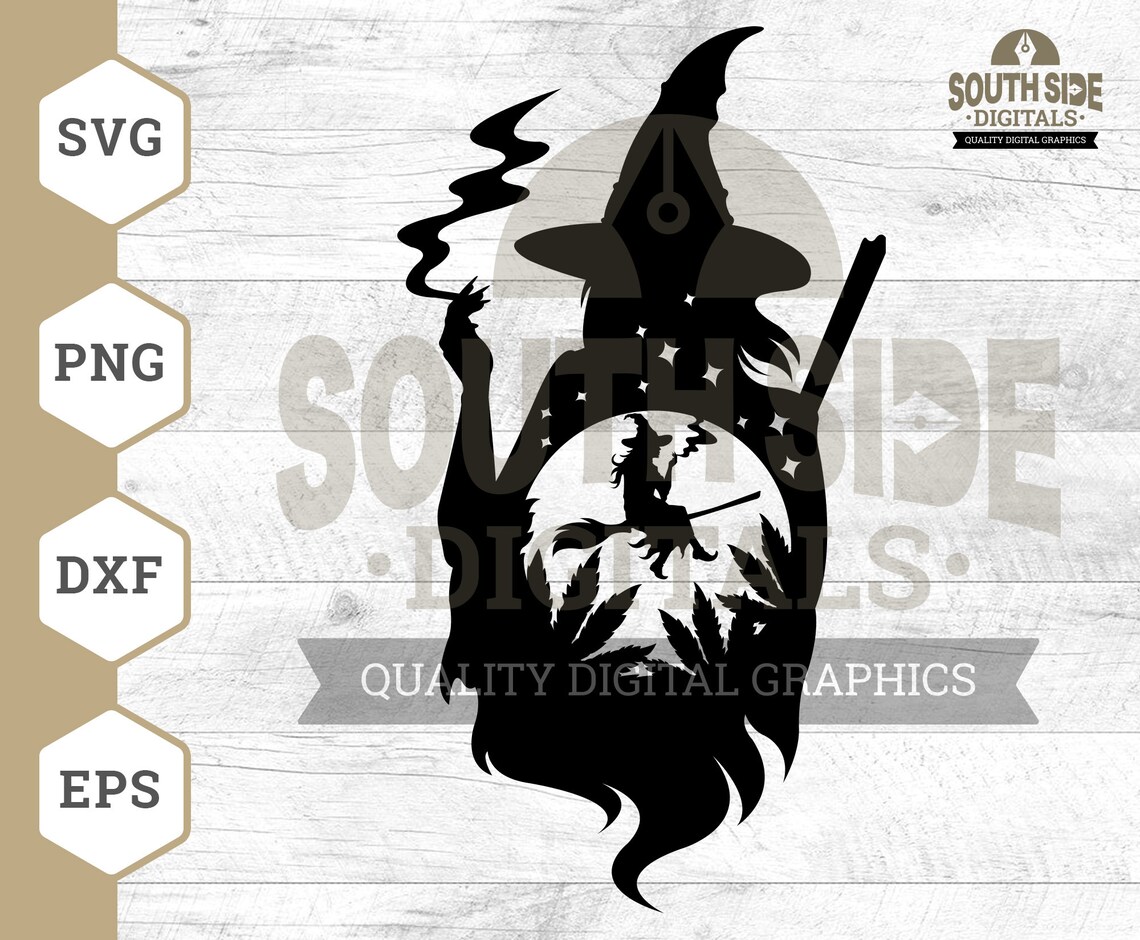Smoking Witch SVG File Cannabis Witch Svg Witch Smoking Svg - Etsy