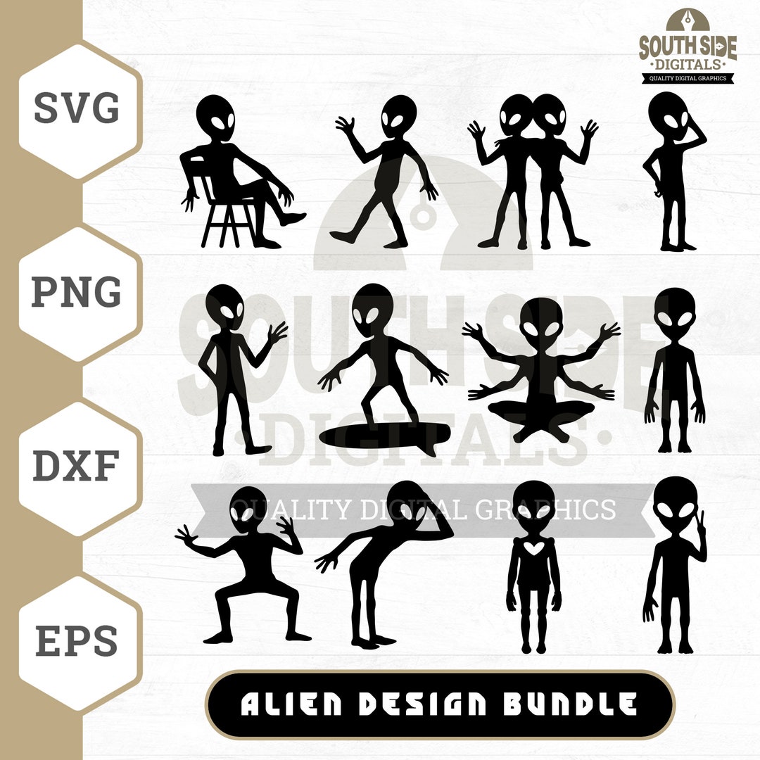 Alien Bundle Svg, Alien Svg, Alien Bundle Png, Alien Cliparts, Alien ...