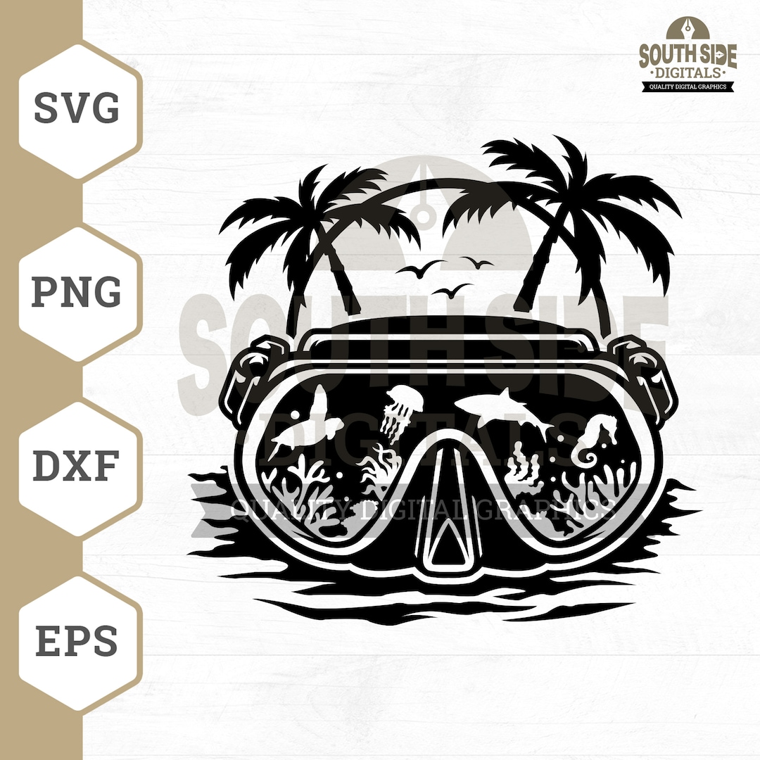 Scuba Diver Mask SVG File, Scuba Mask Svg, Divers Mask Svg, Scuba Gear ...