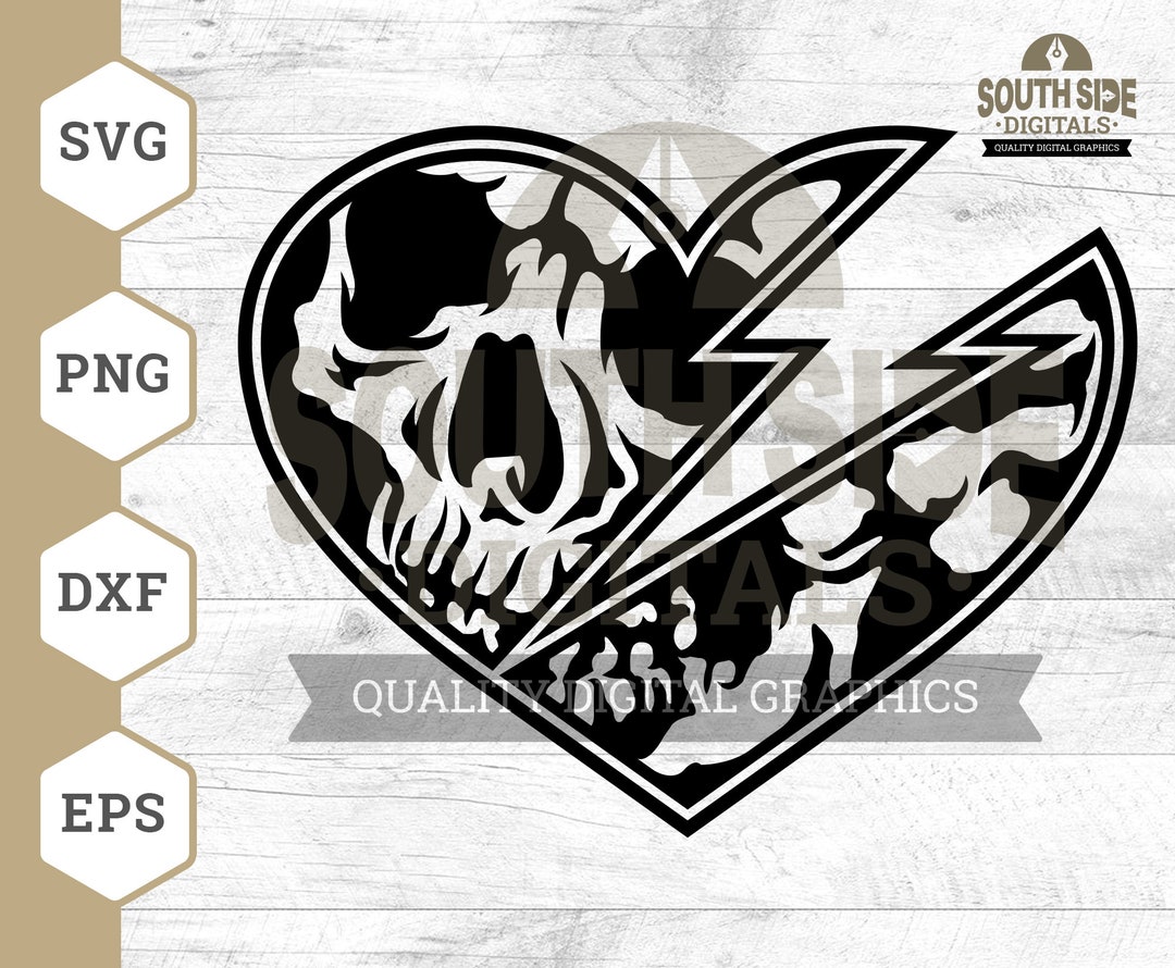 Thunder Heart Skull Svg, Skull Heart Svg, Thunder Skull Svg, Skull Svg ...