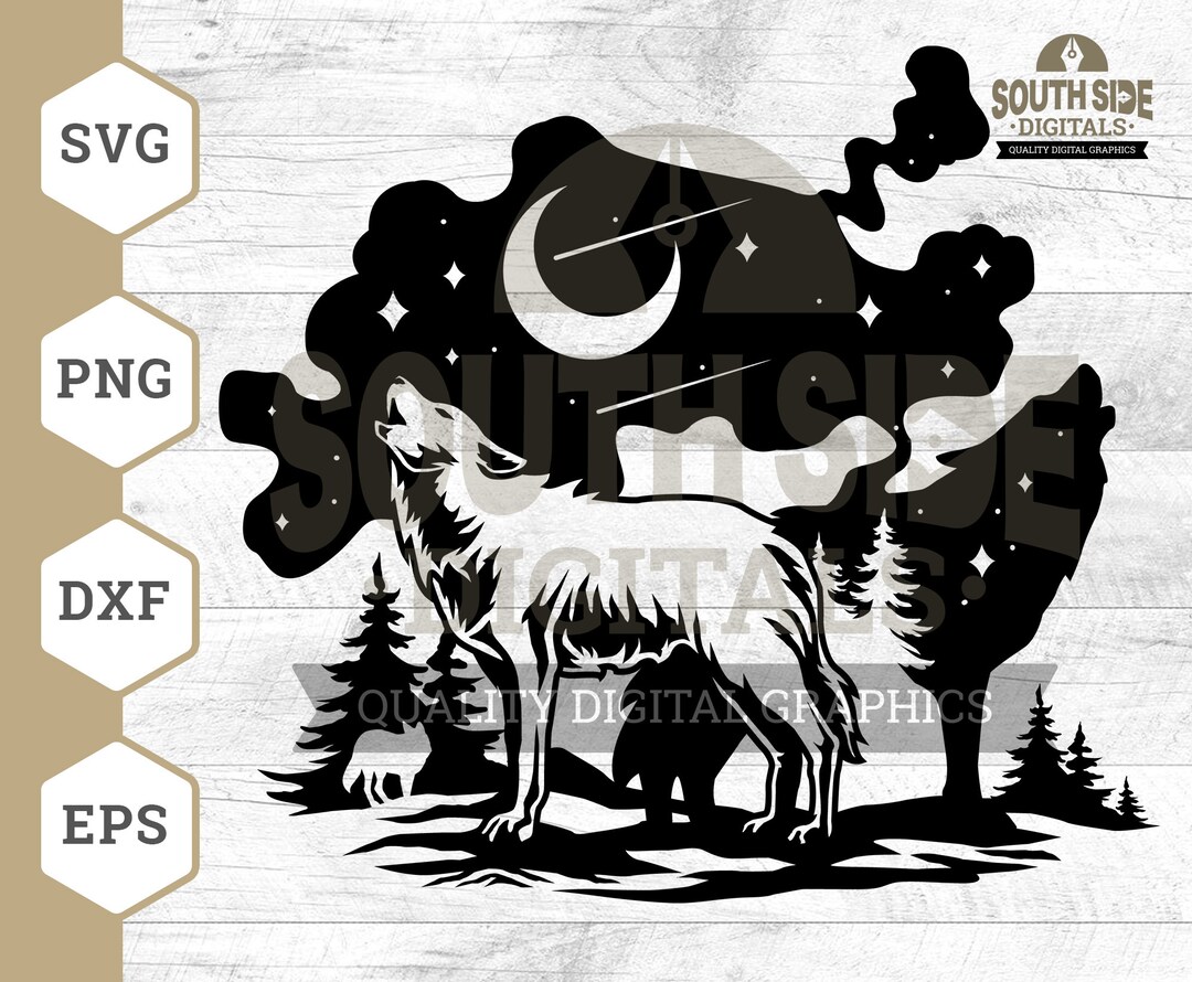 Howling Wolf SVG File, Wolf Howl Svg, Gray Wolf Svg, Black Wolf Svg ...