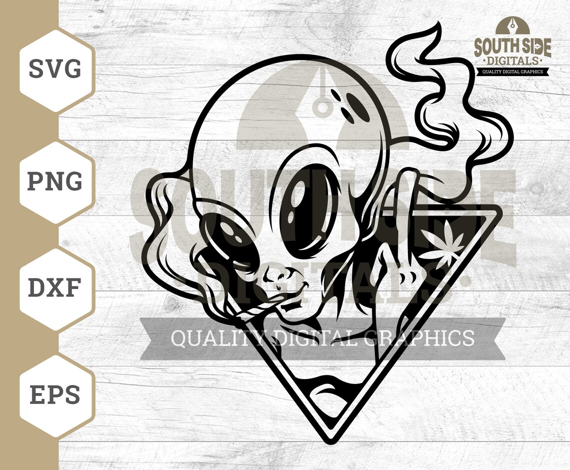 Smoking Alien SVG Files Cannabis Alieng Svg Smoking Joint - Etsy