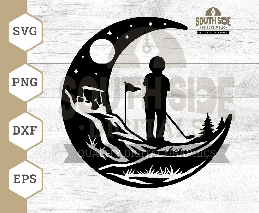 Kids Golf in the Moon Svg, Kid Golfer Svg, Golfer Svg, Golfing Svg ...