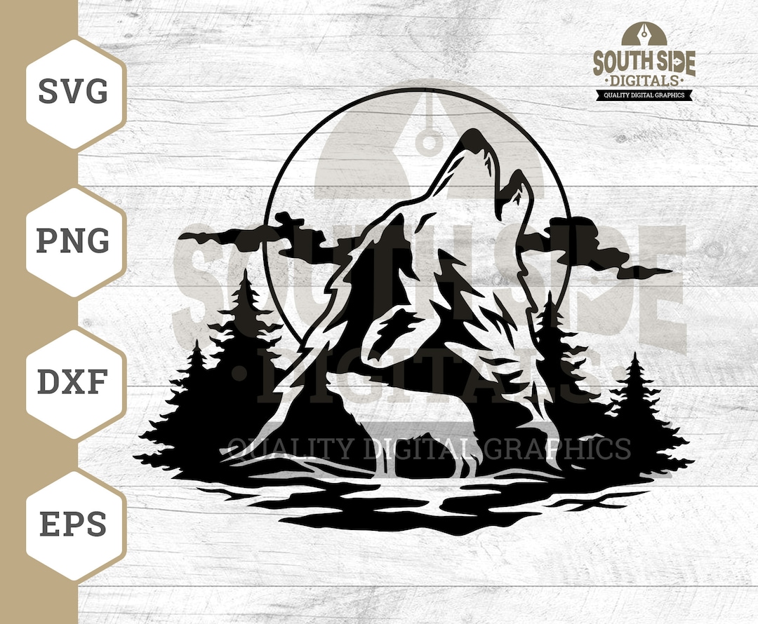 Howling Wolf Svg, Wolf Howl Svg, Wild Wolf Svg, Mountain Wolf Svg, Wolf ...