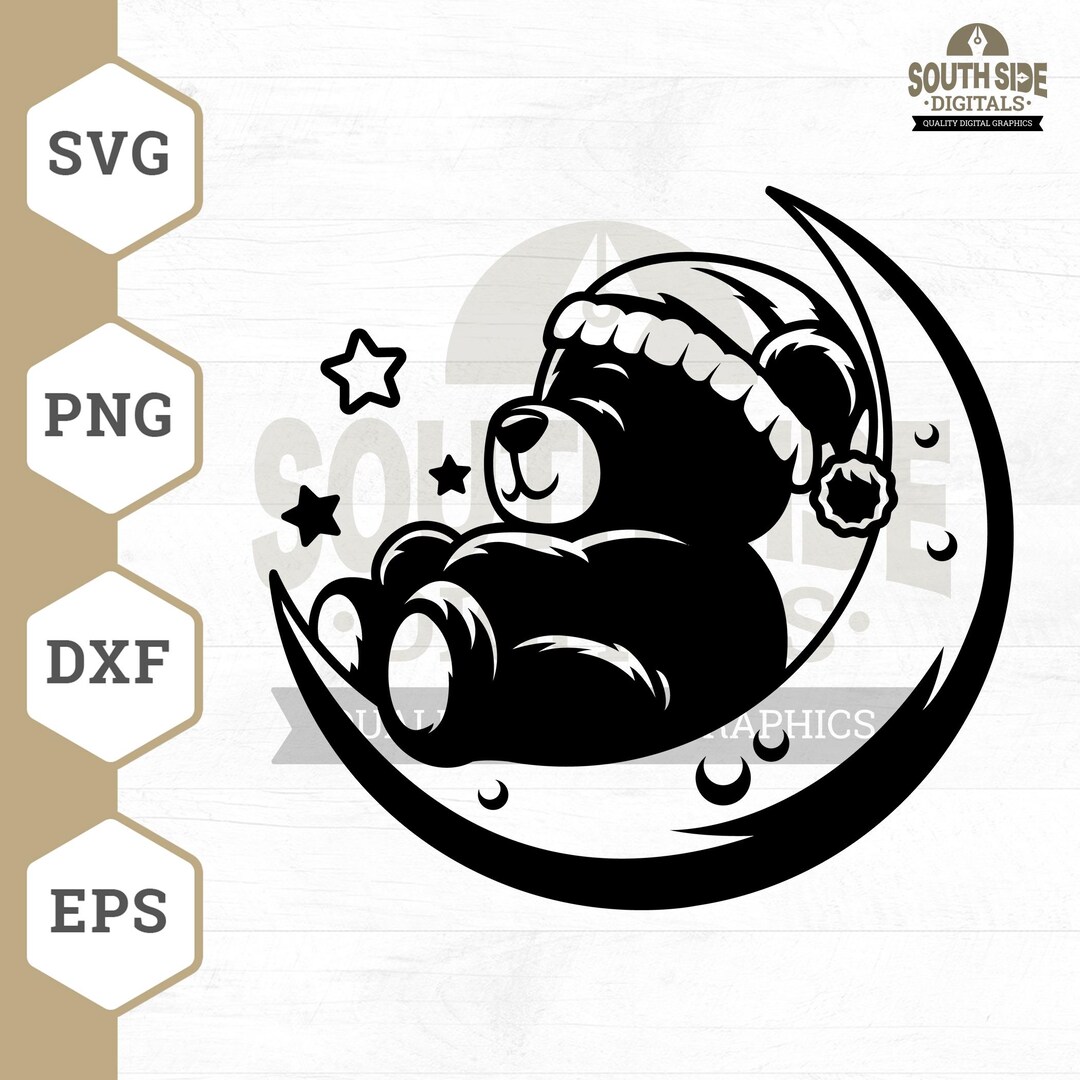 Sleeping Bear Svg, Sleeping Teddy Svg, Moon Teddy Svg, Cute Bear Svg ...
