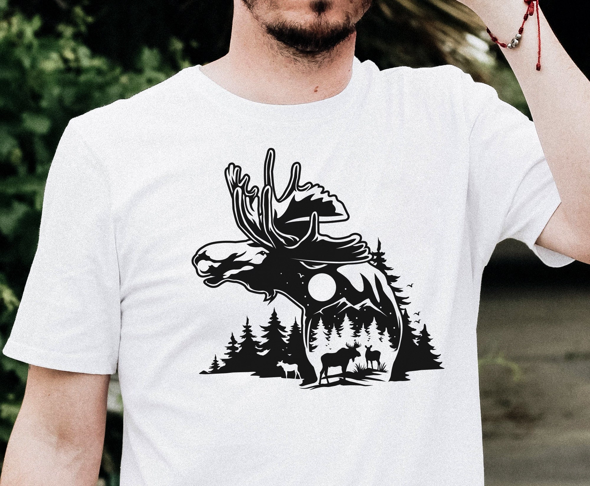 Moose SVG File Mountain Moose Svg Moose in Forest Svg Moose | Etsy