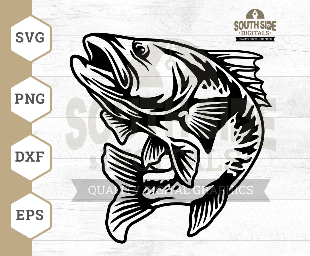 Bass Fishing Svg, Jumping Bass Svg, Bass Svg, Fishing Svg, Outdoor ...