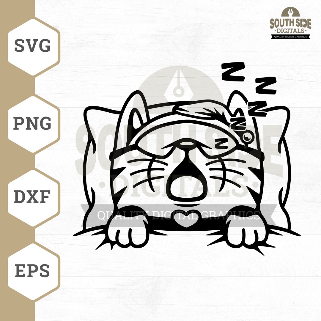 Funny Cat Sleeping Svg, Cat Sleeping Svg, Sleeping Cat Png, Sleeping ...