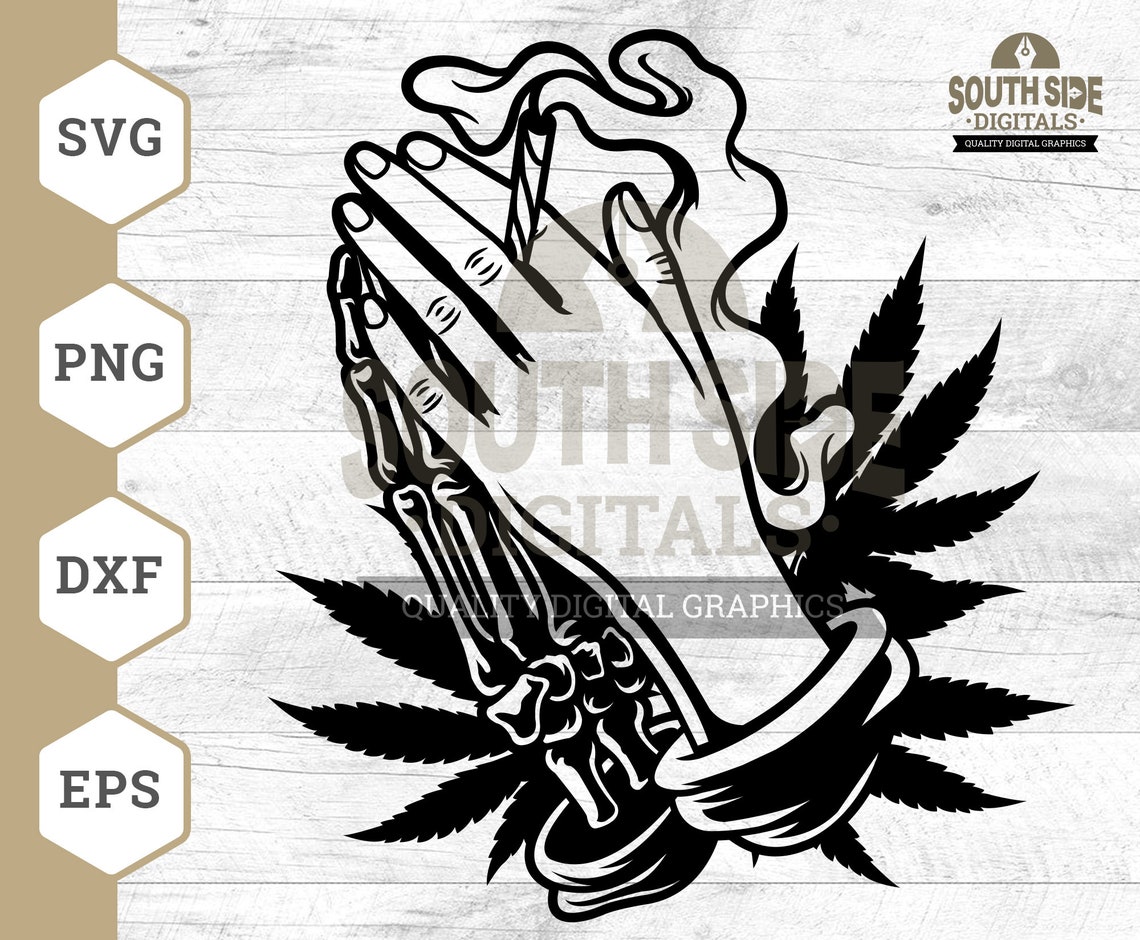 Hands Praying Svg Files Skeletal Hands Praying Svg Weed Etsy