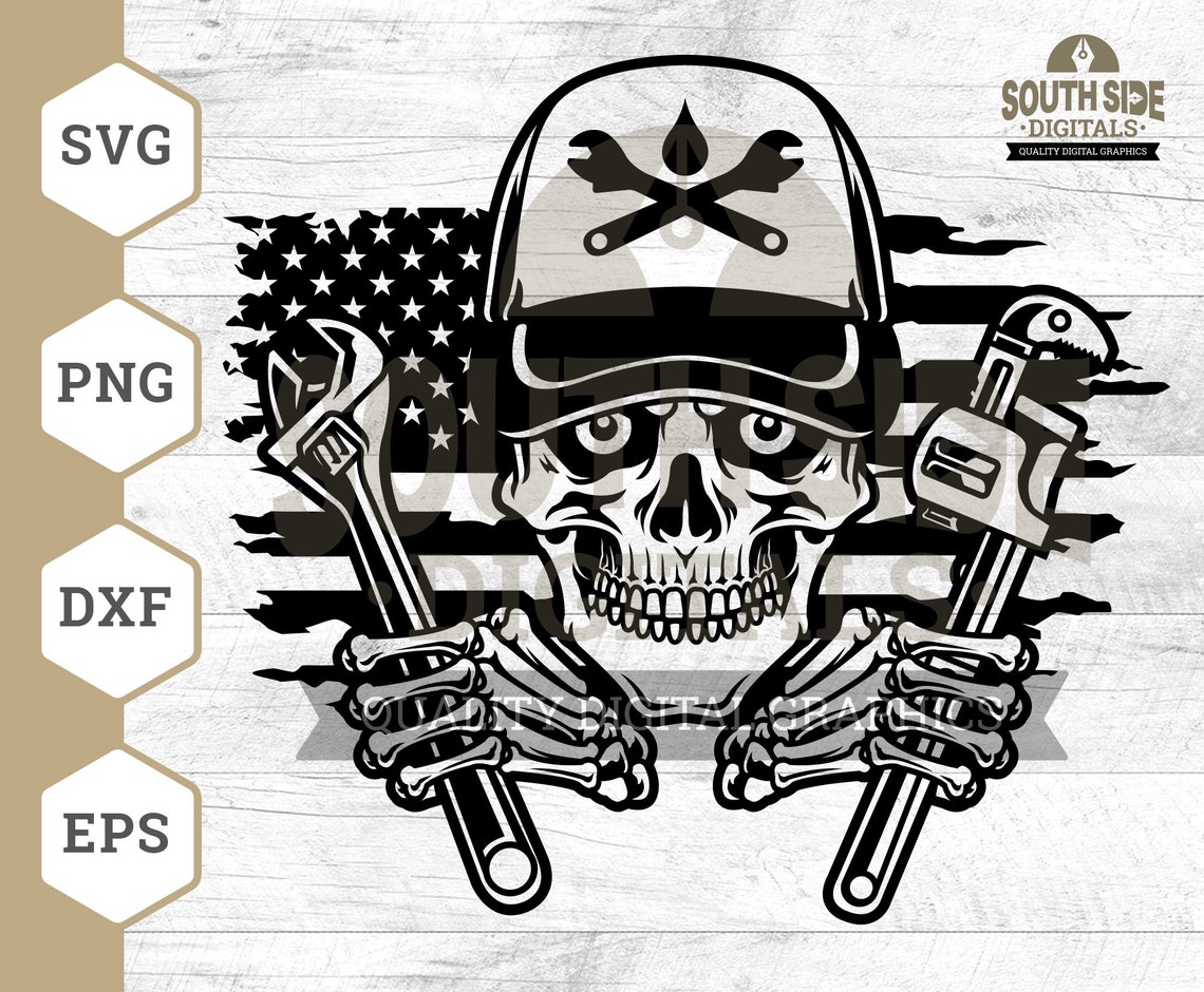 Skull Plumber SVG File Patriotic Skull Plumber Svg Plumber - Etsy