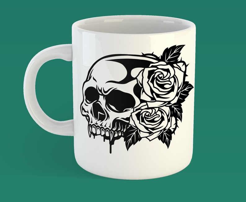 Skull Roses With Thorns Svg Floral Skull Svg Vampire Skull - Etsy