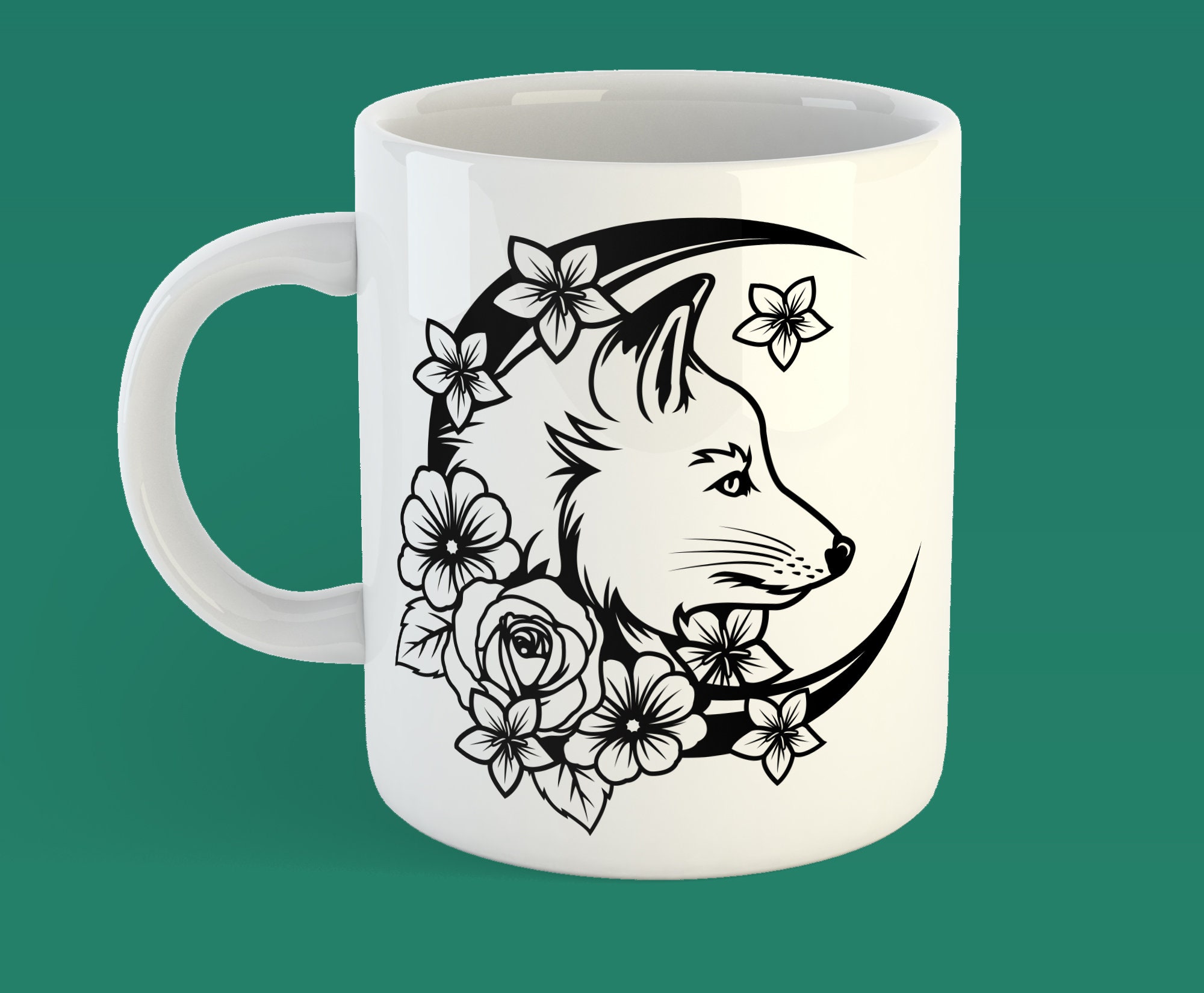 Moon Fox SVG File Flower Fox svg Fox in the Moon svg Moon | Etsy
