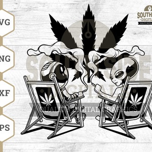 Alien Chill Smoking SVG File, Smoking Alien Svg, Alien Smoking Svg ...