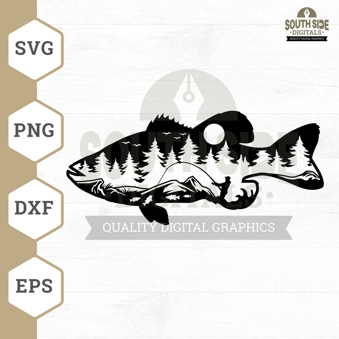Bass Svg, Bass Fishing Svg, Jumping Bass Svg, Fishing Svg, Largemouth ...