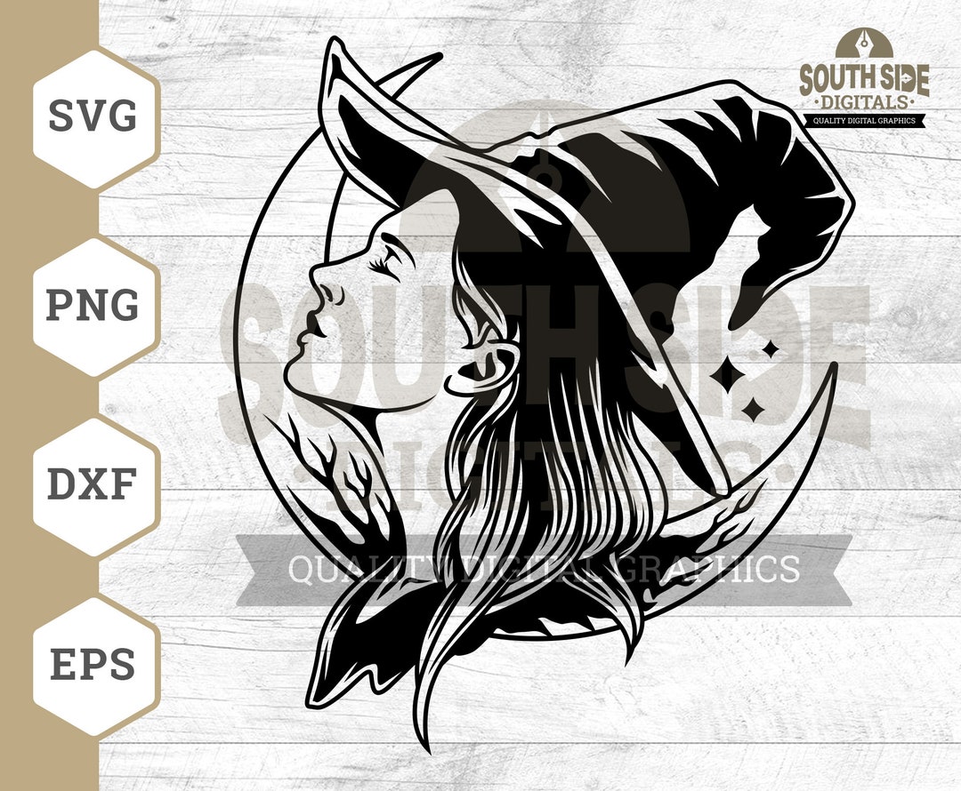 Moon Witch Svg, Beautiful Witch Svg, Witchcraft Svg, Witch Svg, Witch ...