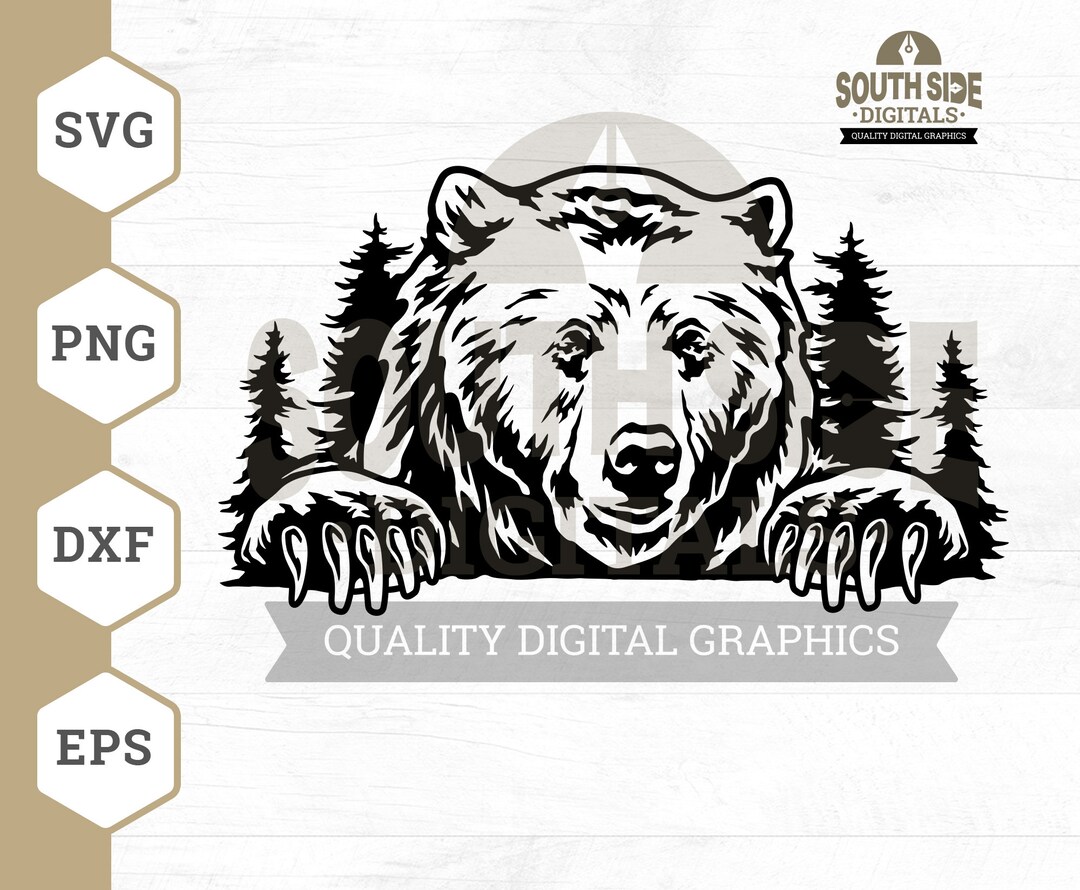 Peeking Bear Svg File, Peeking Bear Svg, Grizzly Bear Svg, Brown Bear ...