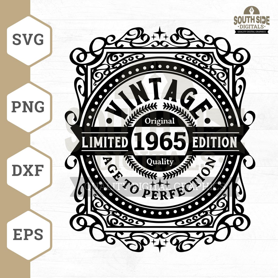 Vintage 1965 Svg, 59th Birthday Svg, Born 1965 Svg, Age to Perfection ...