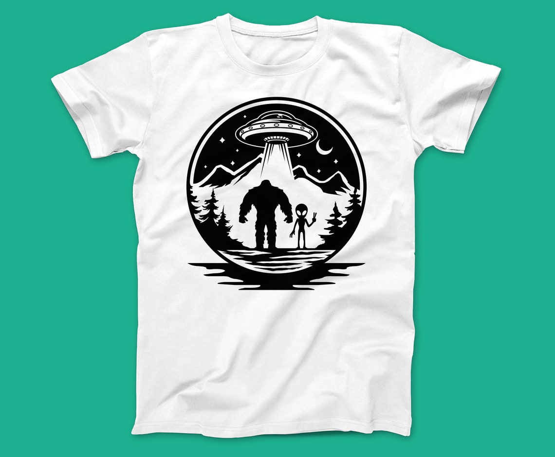 Bigfoot and Alien Under UF0 Svg Bigfoot Svg Alien Svg UFO - Etsy