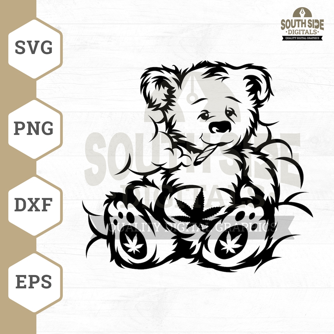 Smoking Cannabis Bear SVG, Weed Clipart (digital Files) - Etsy