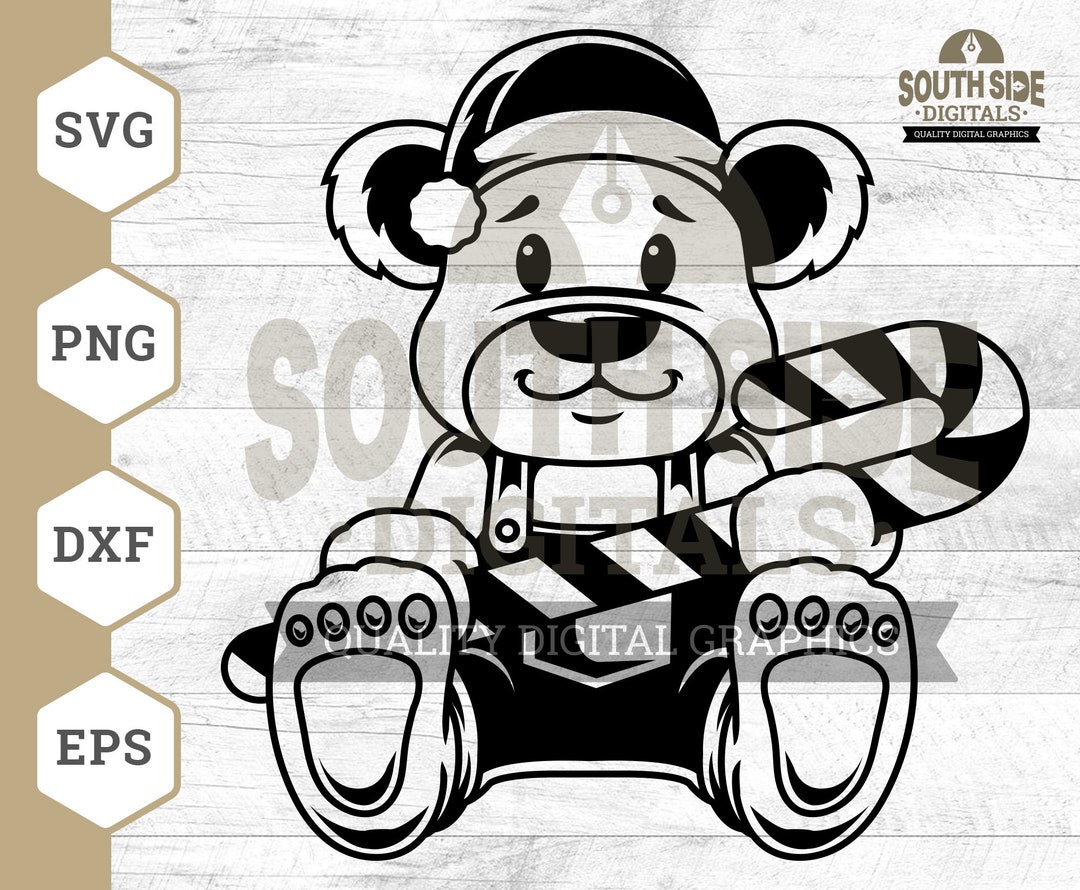 Santa Teddy Bear SVG File, Happy Teddy Svg, Santa Teddy Svg, Teddy Bear ...