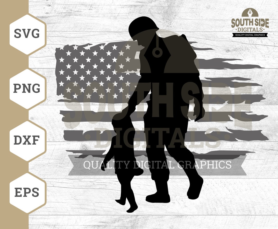 Soldier Dad Walking With Daughter Svg, Soldier Dad Svg, Military Dad ...