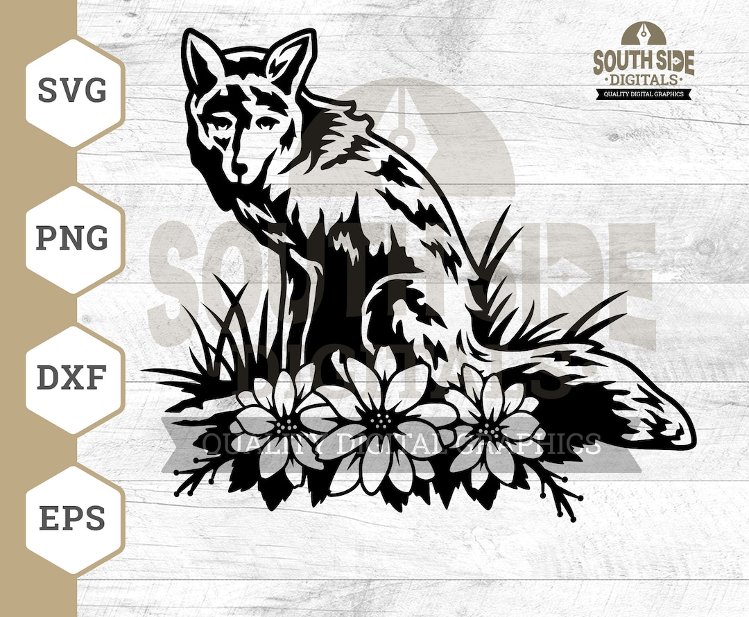 Floral Fox Svg, Wild Fox Svg, Fox Svg, Flower Svg, Flower Fox Svg, Fox ...
