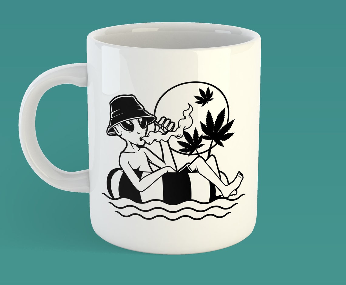 Smoking Alien svg Alien Smoking Cannabis svg Weed Alieng | Etsy