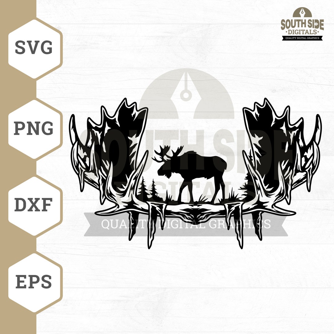 Moose Antlers Svg, Moose Svg, Wild Moose Svg, Moose Antlers Png, Moose ...
