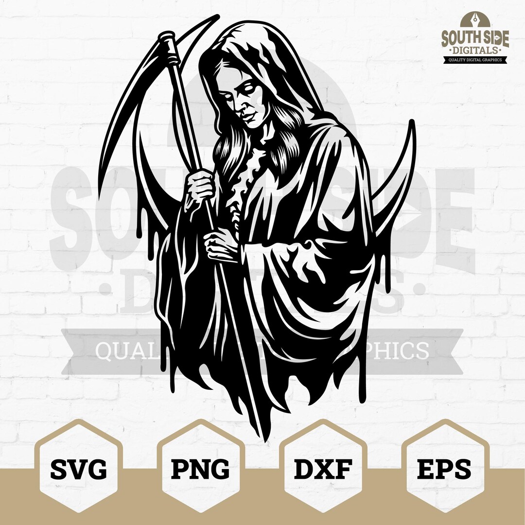 Female Grim Reaper Svg, Lady Grim Reaper Svg, Grim Reaper Dxf, Grim ...