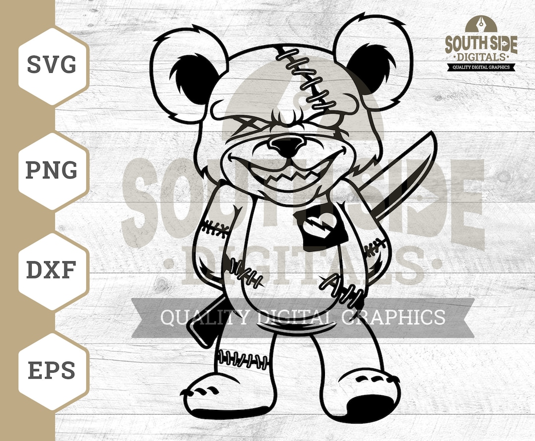 Bad Teddy Bear SVG File, Angry Teddy Svg, Scary Teddy Svg, Gangster ...
