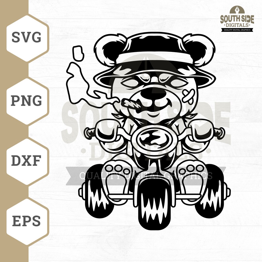 Angry Bear in a Bike Svg, Bad Bear Svg, Scary Bear Svg, Bear Svg ...